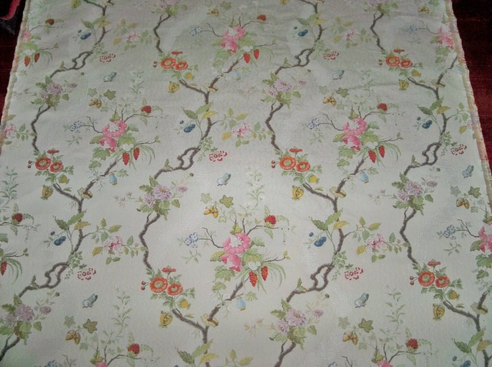 SCALAMANDRE APRILE SILK Lampas Damask Fabric 5 Yards Colony Collection ...