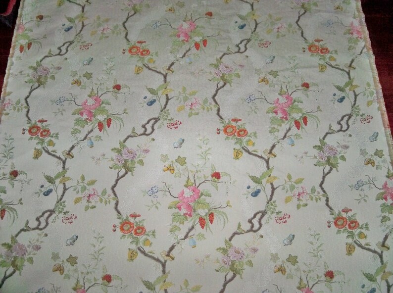 SCALAMANDRE APRILE SILK Lampas Damask Fabric 5 Yards Colony Collection ...