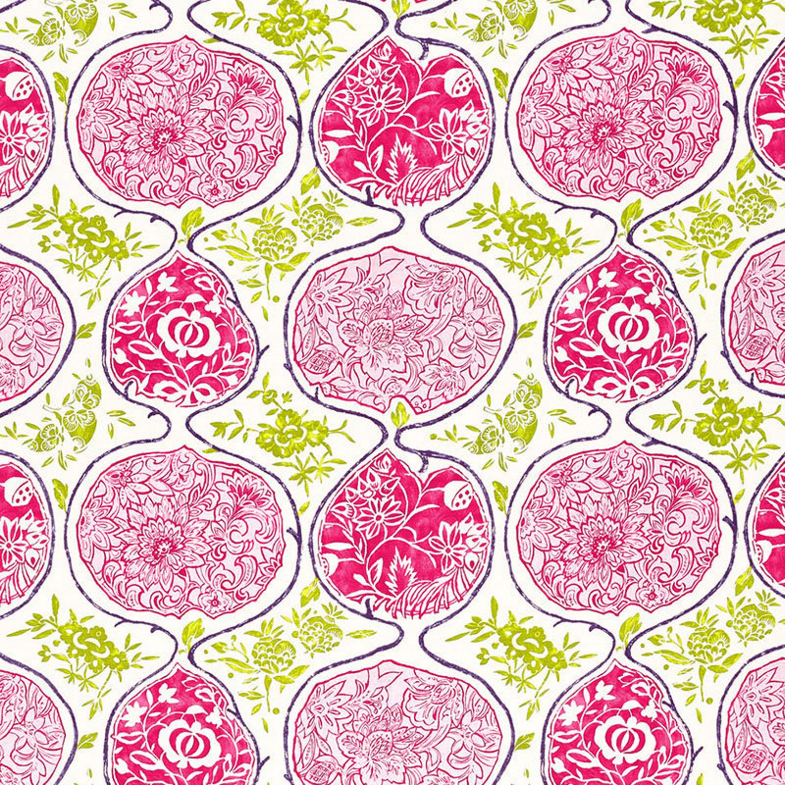 SCHUMACHER Chinoiserie Japanese Katsugi Fabric 10 Yards Fuchsia ...