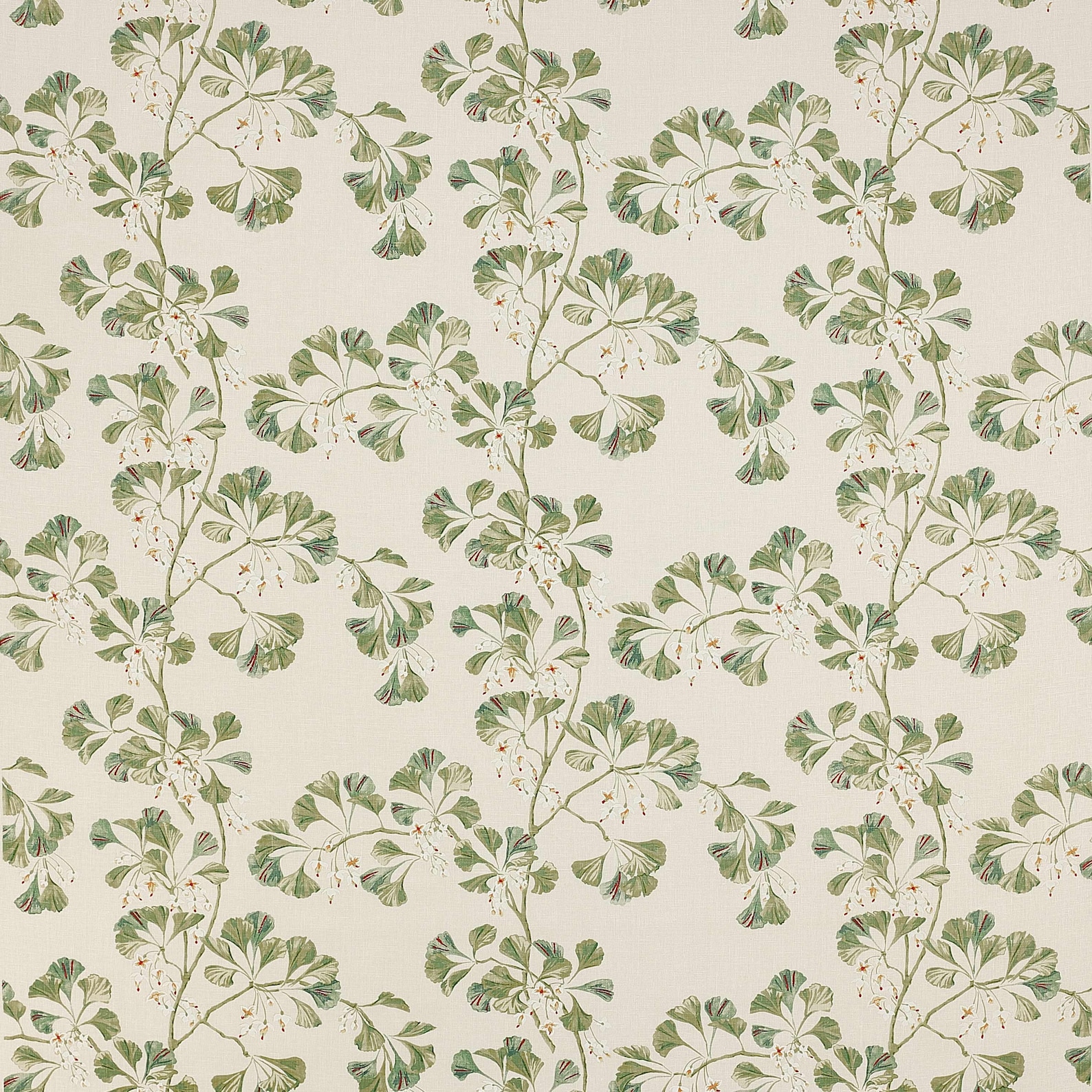 COLEFAX & FOWLER Dainty Leaves and Blossoms Linen Fabric 10 Yards Leaf ...