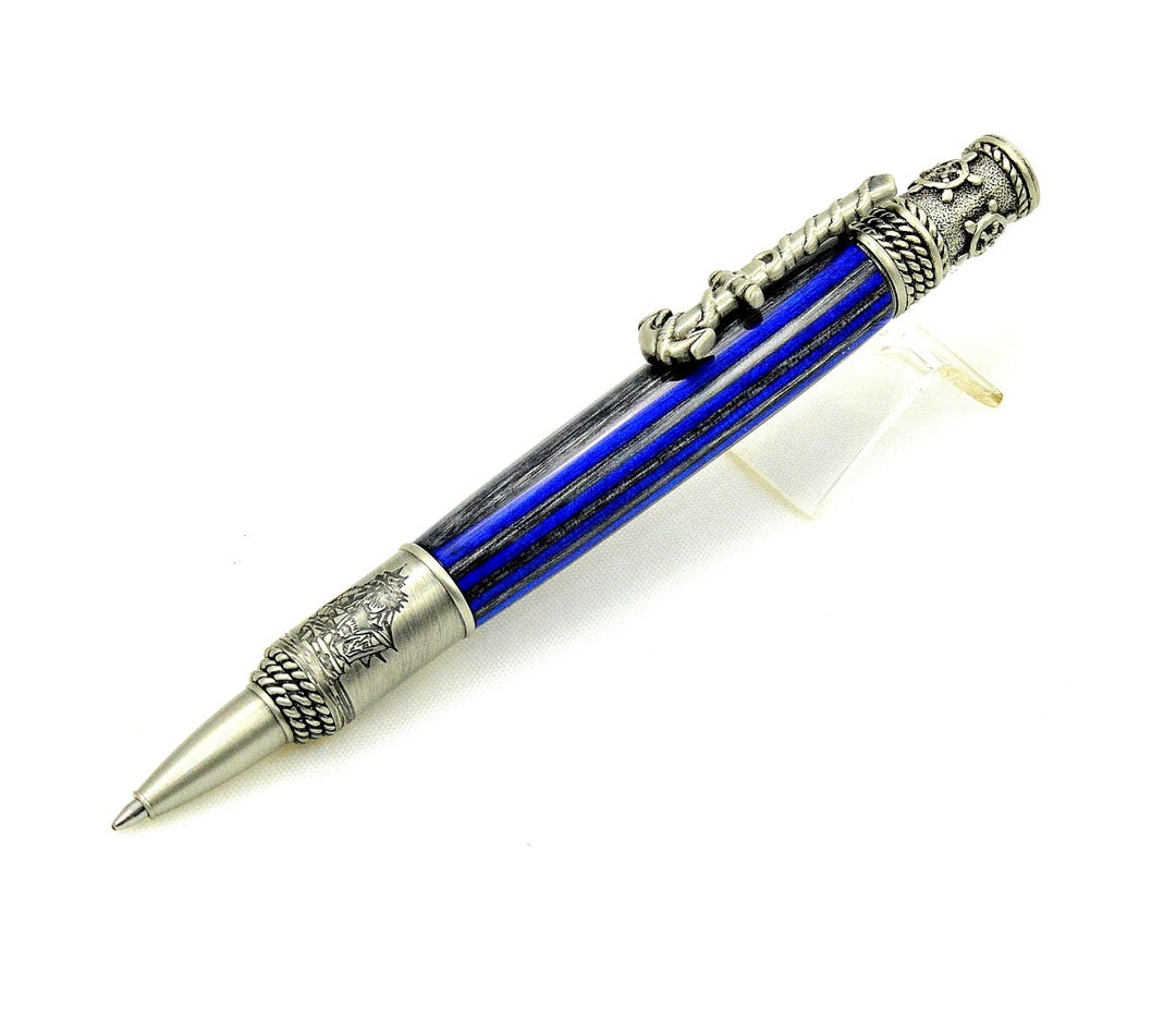 Handmade Blue Wood Nautical Twist Pen - Father's Day Gifts for Dad - Etsy