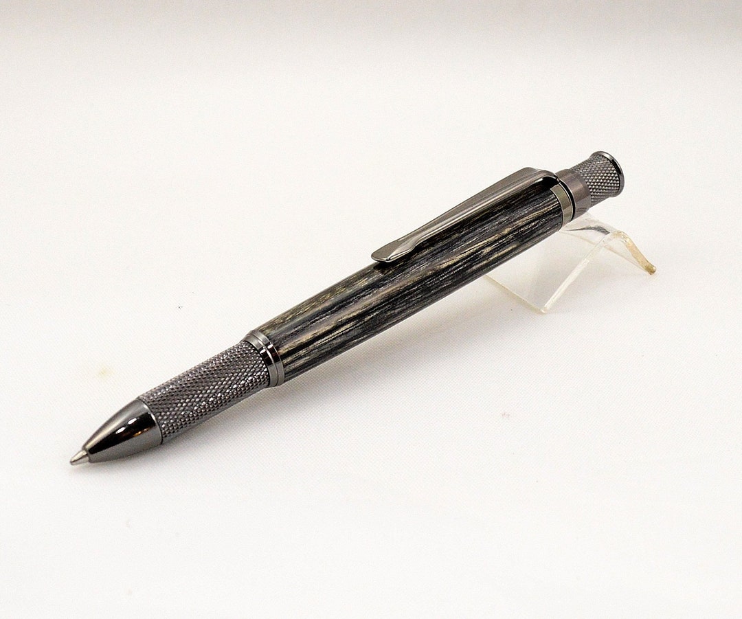 Handmade Black Wood Twist Pen - Gunmetal Knurled Grip, Refillable - Etsy