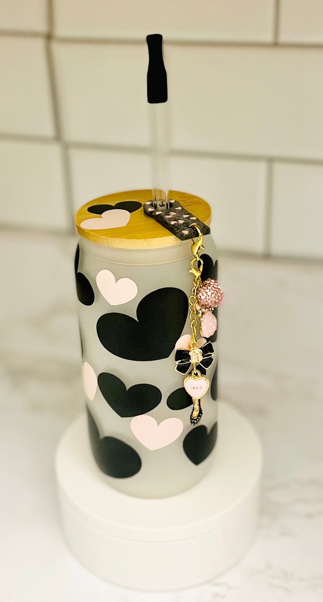 16 Oz Libbey Heart Cup Includes, Dangle Charms and Charm Holder - Etsy