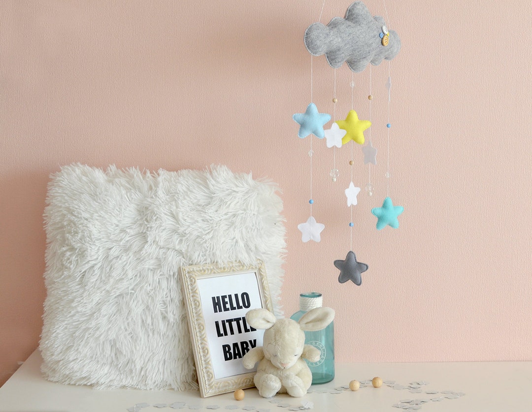 Made to Order-baby Mobile-cloud and Stars Mobile-felt Decor-felt Mobile ...