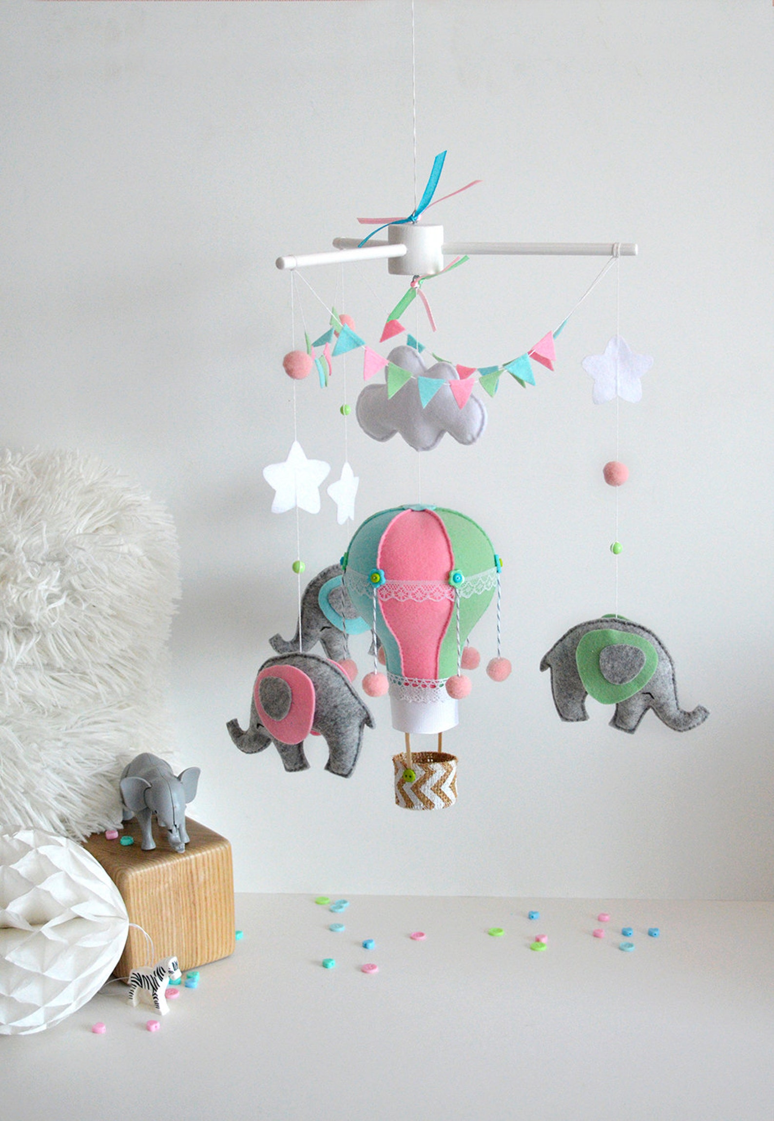 Baby Mobile Baby Shower Gift Hot Air Balloon Mobile - Etsy