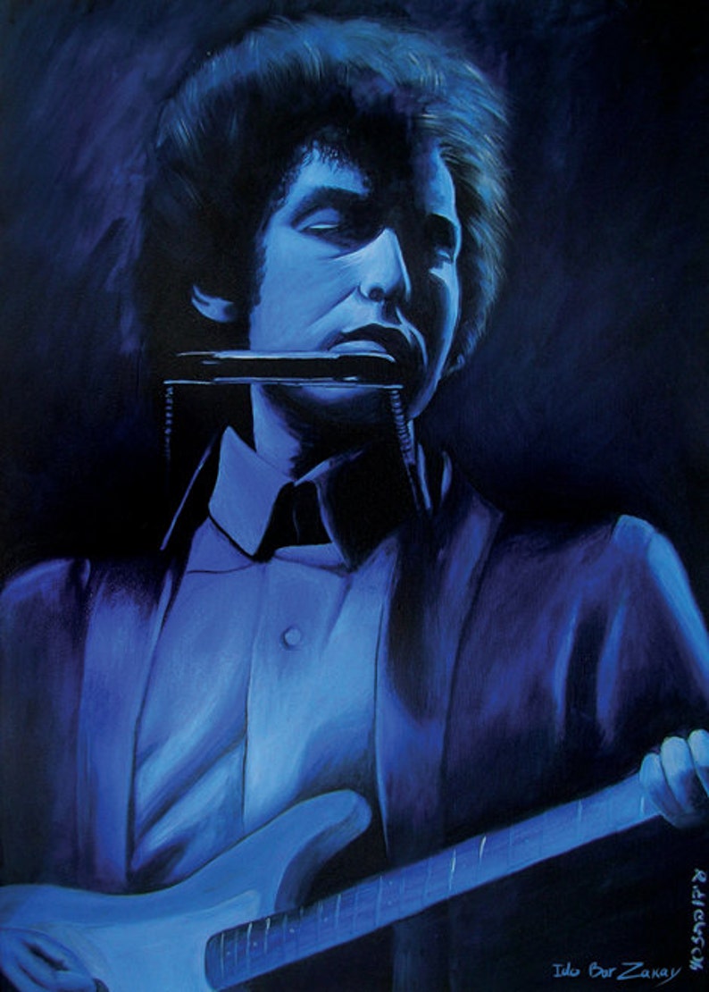 Blue Dylan. Bob Dylan- Blue Monochrome. Print - Etsy