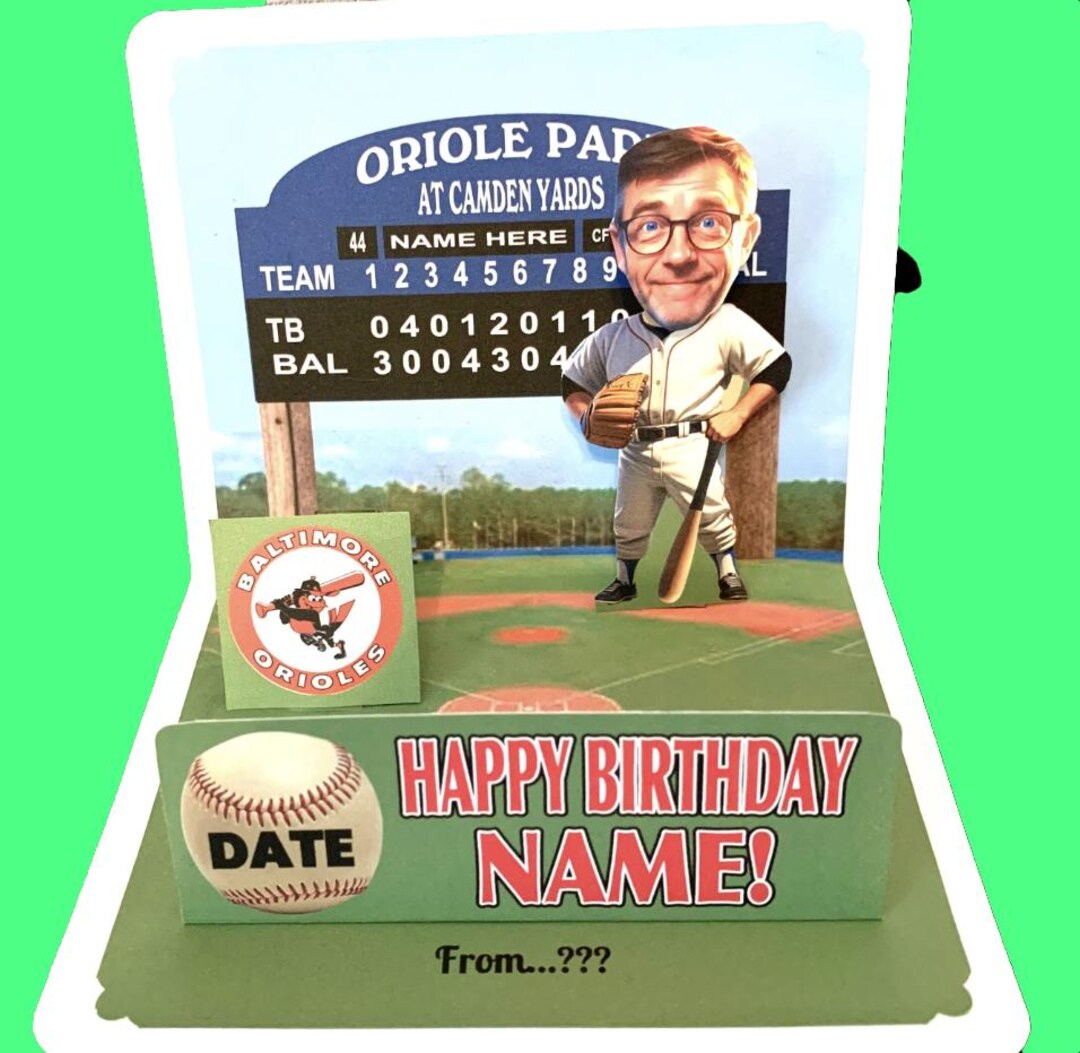 Baseball Birthday BOBBLEHEAD Pop up Card Personalized - Etsy