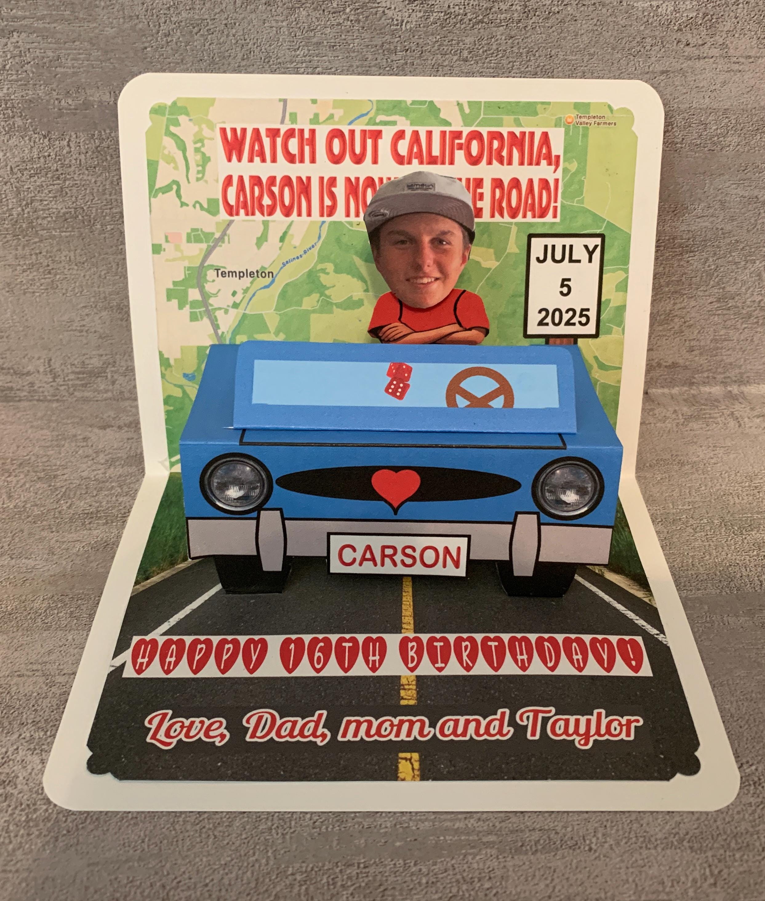New Driver Congratulations (or Birthday) BOBBLEHEAD Pop up Card ...