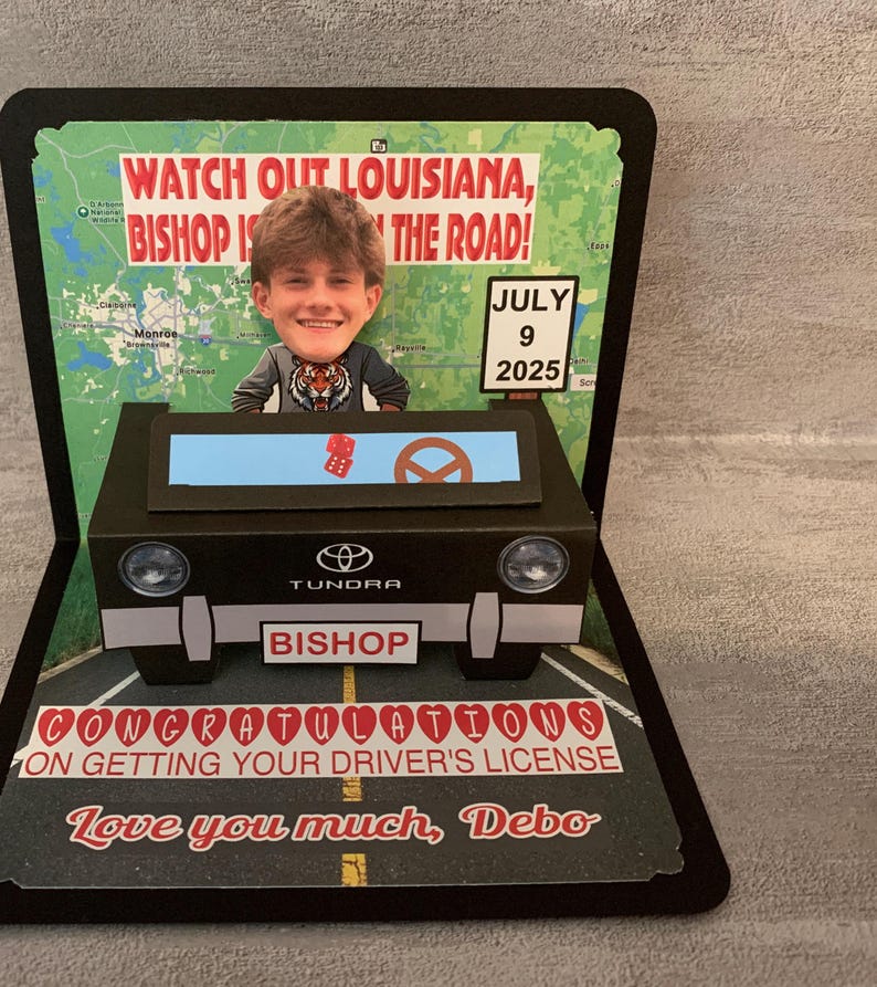 New Driver Congratulations (or Birthday) BOBBLEHEAD Pop up Card ...
