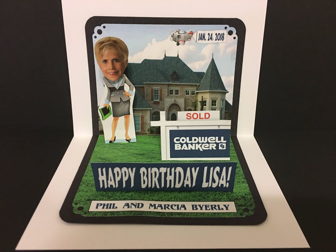BOBBLEHEAD REAL ESTATE Agent Birthday Pop up Card Personalized - Etsy