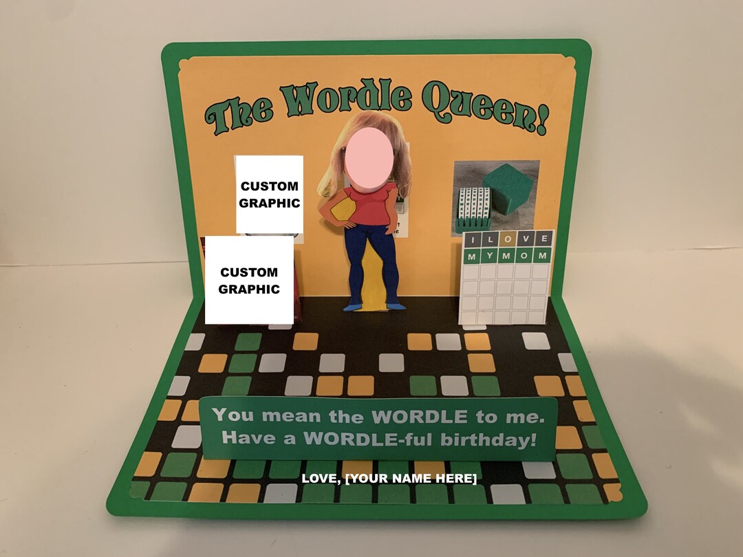 WORDLE Theme Birthday Bobblehead Pop up Card, Personalized - Etsy