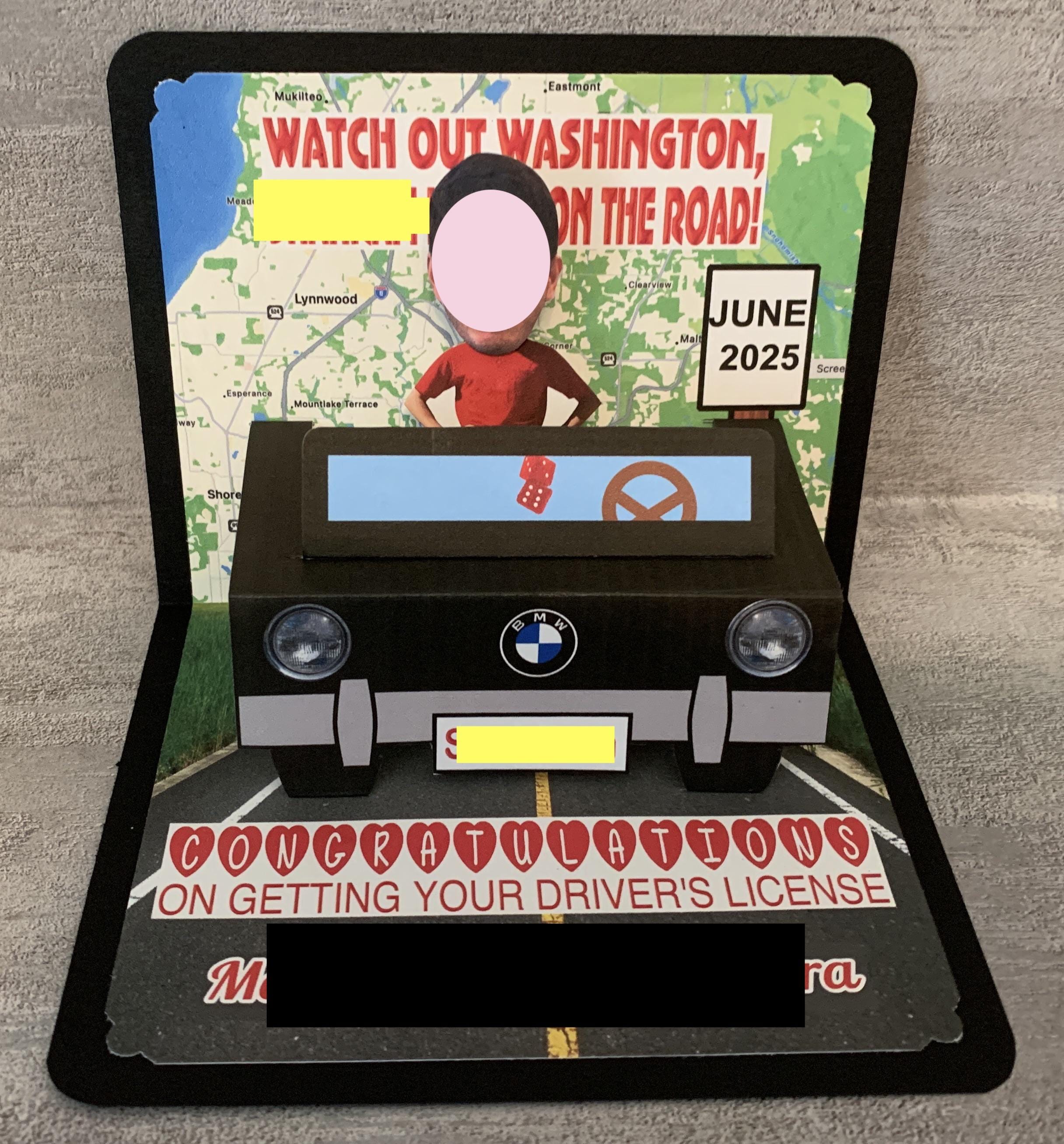 New Driver Congratulations (or Birthday) BOBBLEHEAD Pop up Card ...