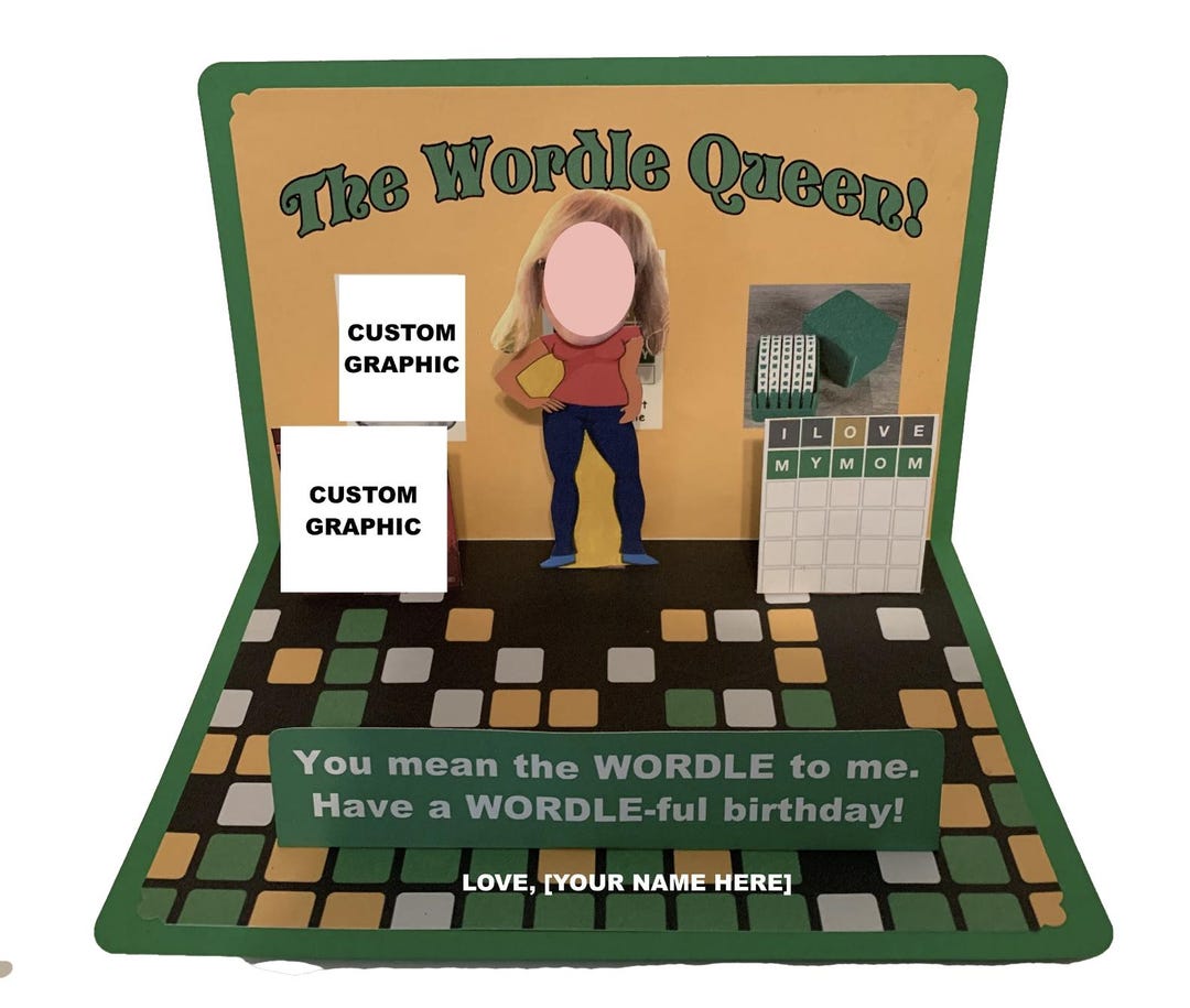 WORDLE Theme Birthday Bobblehead Pop up Card, Personalized - Etsy