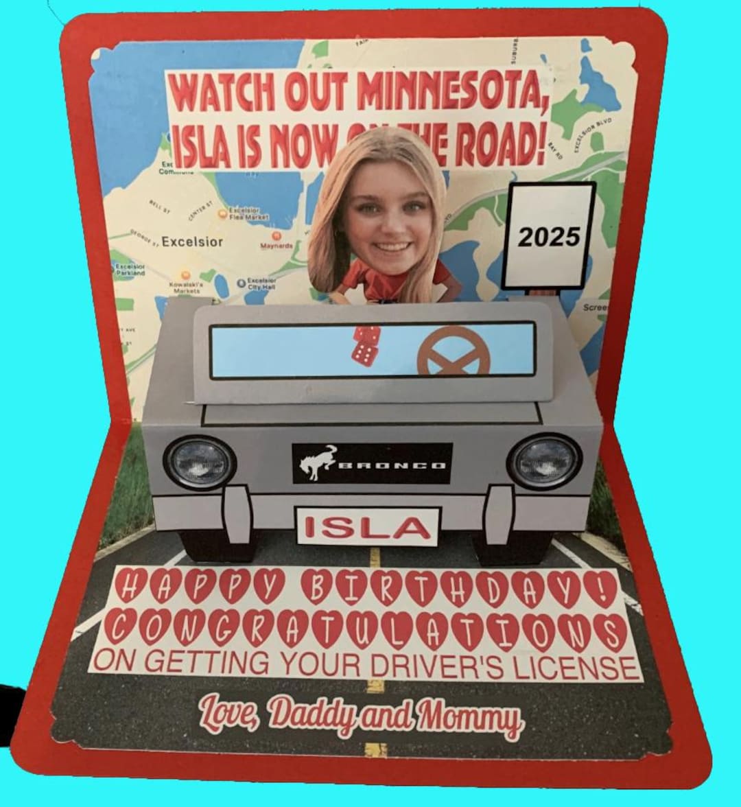 New Driver Congratulations (or Birthday) BOBBLEHEAD Pop up Card ...