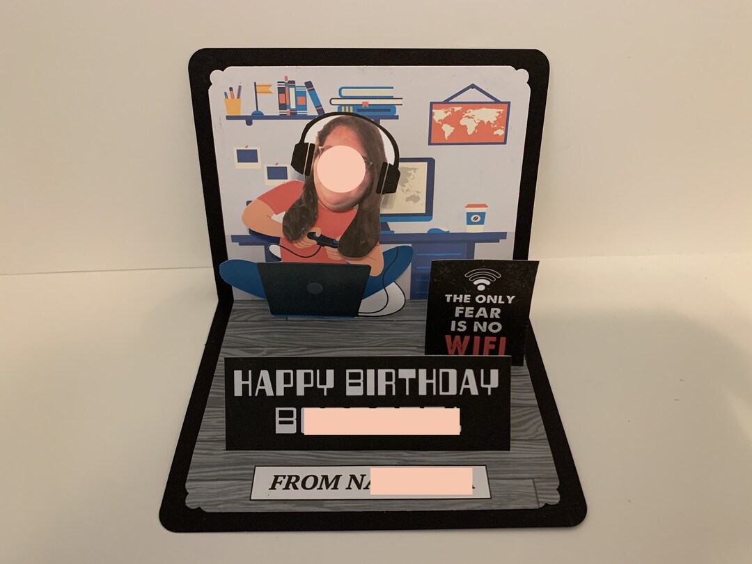 BOBBLEHEAD Computer Game Birthday Pop up Card Personalized - Etsy