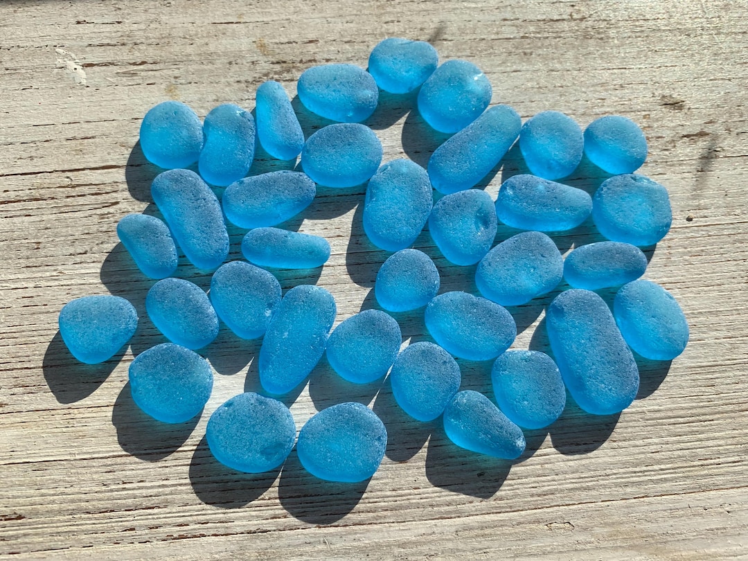 14-22mm Medium Flat Thicker Sea Glass Blue Jewelry Making Sea Glass Sky ...