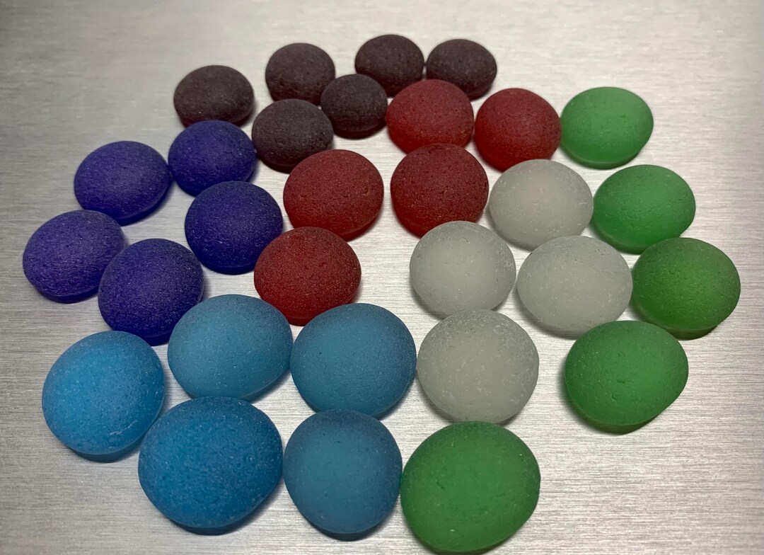 Set of 10 Roundish Oval Shape One Side Flat Tumbled Frosted Glass Sea ...