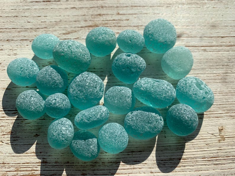 15-20mm Super Frosted Rought Rustic Surface Sea Glass Light Aqua ...