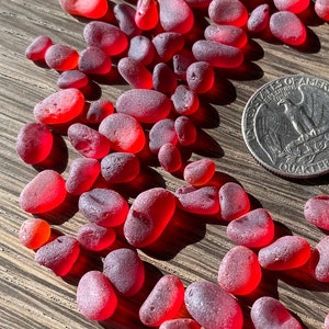 Very Tiny Red Tumbled Glass Stones Mini Glass Red 5-9mm Very Tiny Sea ...