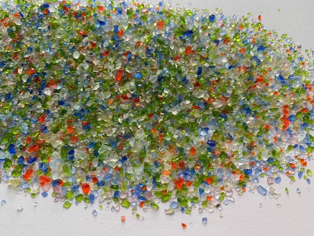 2oz 56grams Green Blue Orange Clear Color Mix Crushed Glass Broken ...