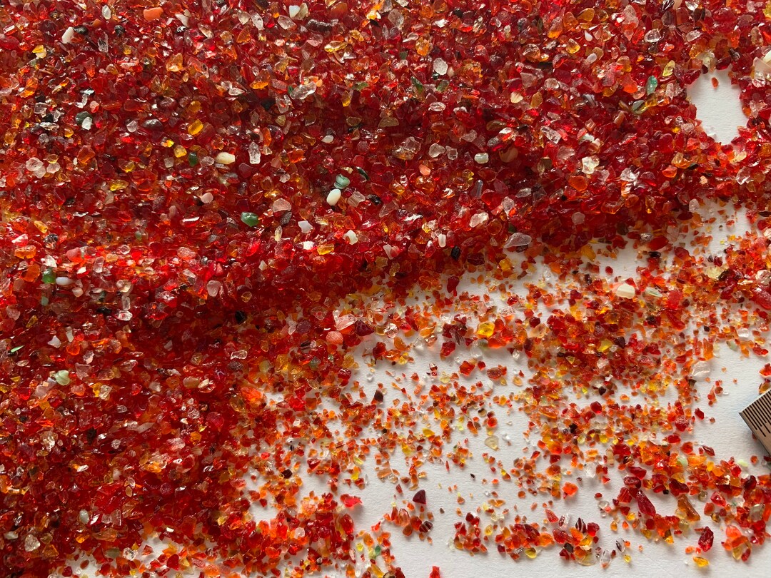 1-3mm Red Orange Extreme Super Tiny Glass Chips Glass Dust Red Crushed ...