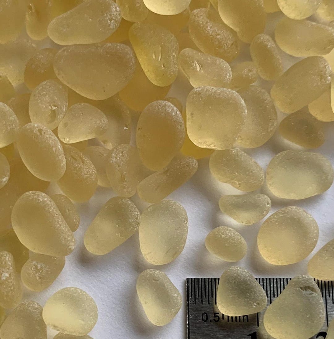 Light Yellow Glass Mini Glass Tumbled Sea Glass Stones Very Tiny 5-10mm ...