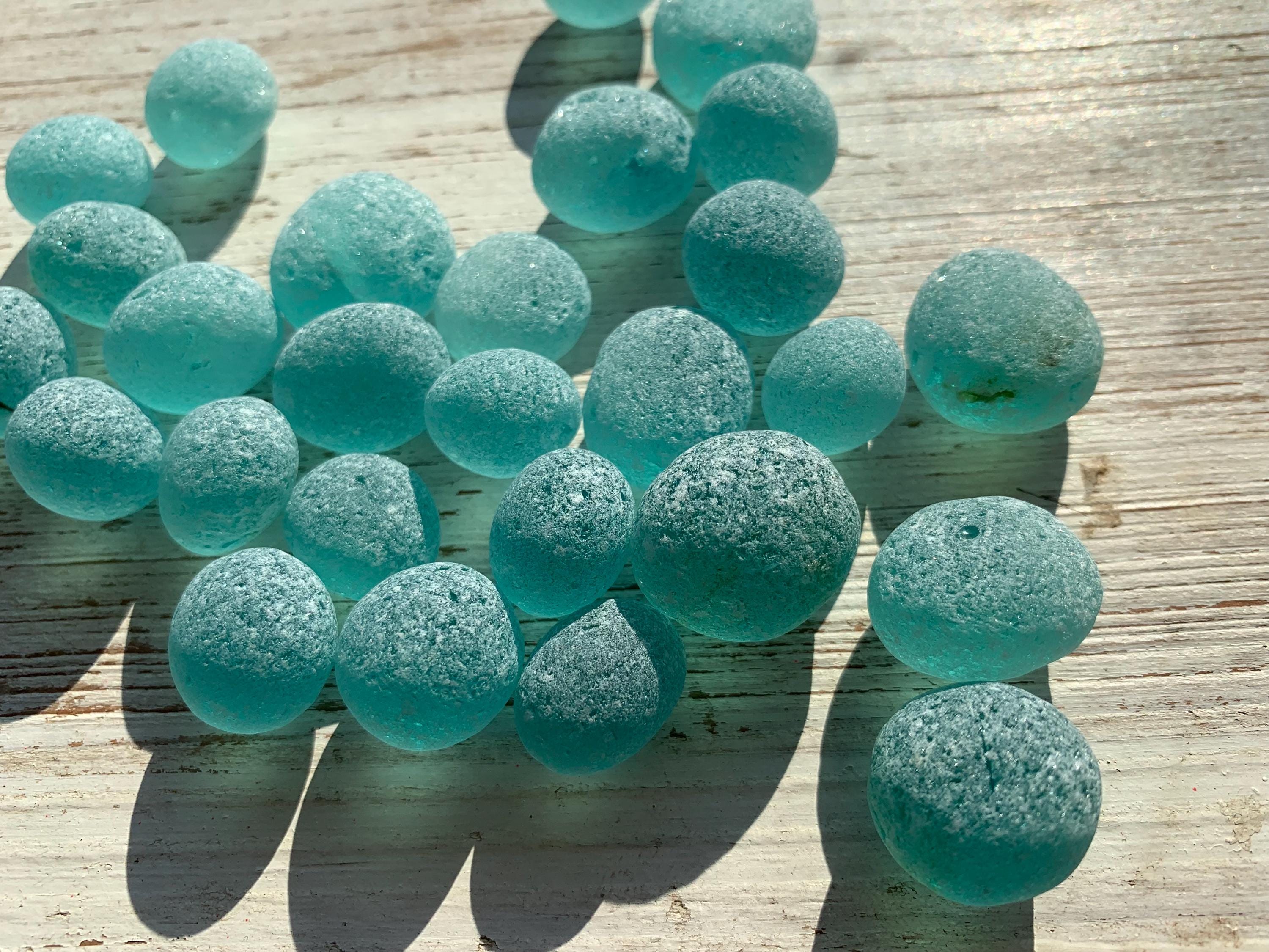 15-20mm Super Frosted Rought Rustic Surface Sea Glass Light Aqua ...