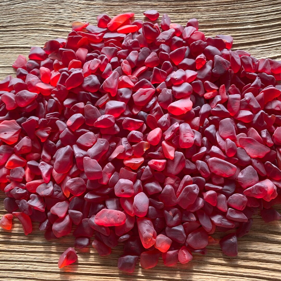 Bright Ruby Red Smooth Tumbled Glass Tiny Small 8-15mm Red Sea Glass ...