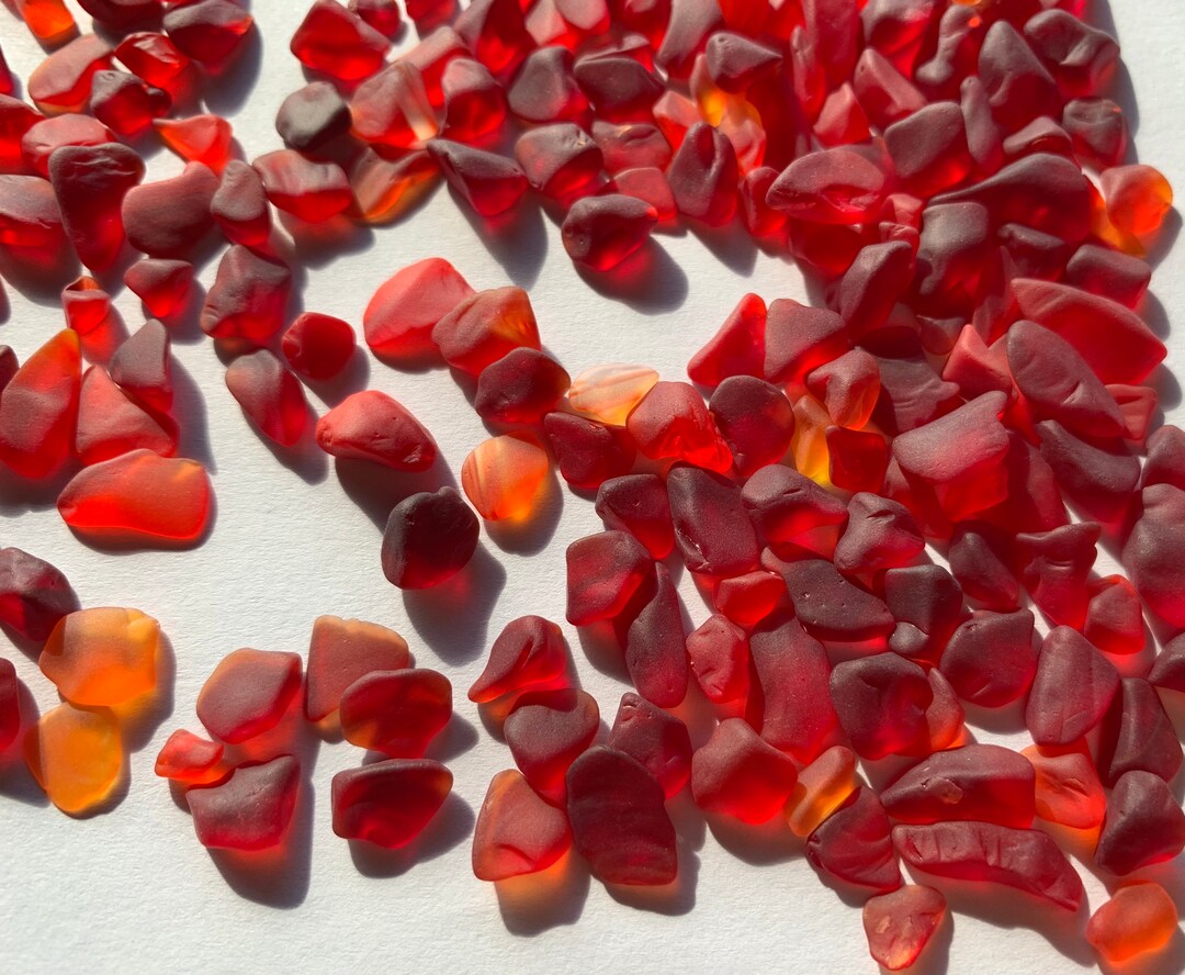 4-10mm Red Glass Smooth Tumbled Sea Glass Red Sea Glass Bulk Sea Glass ...