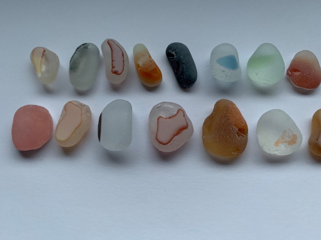 Set of 15 Multi Colors Glass 17-22mm Tumbled Sea Glass Multi Colors Mix ...