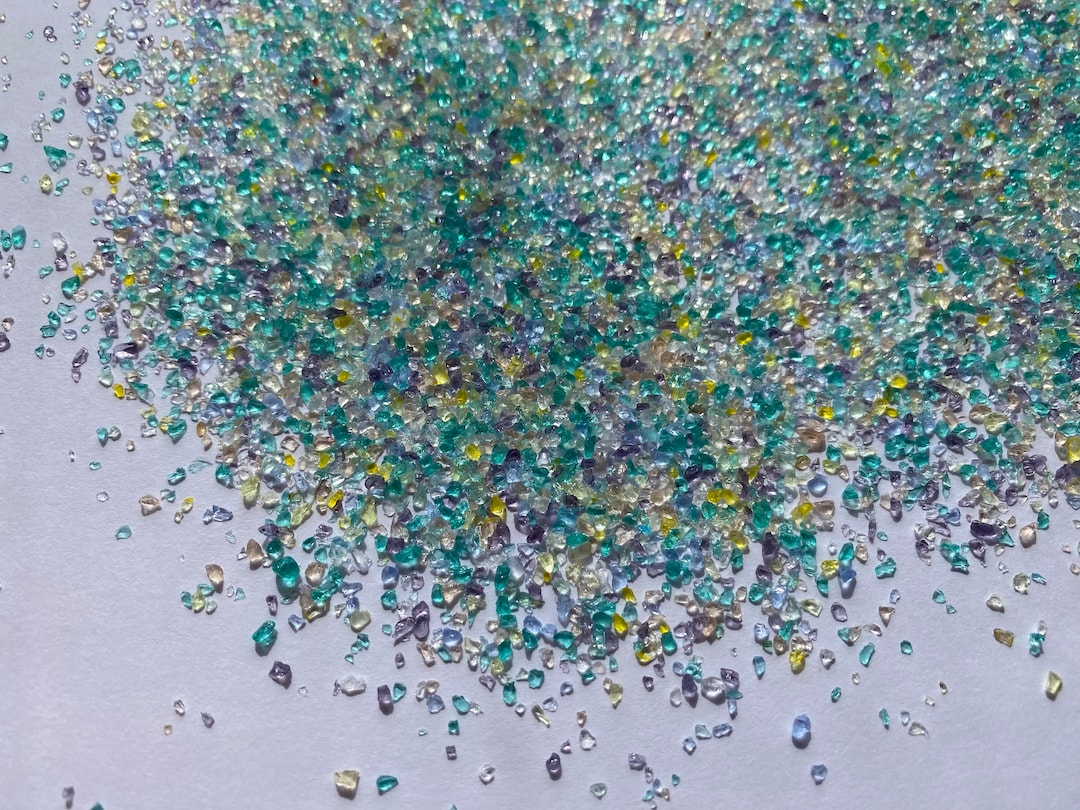 1-2mm Extreme Super Tiny Glass Chips Glass Dust Green Yellow Pink Glass ...