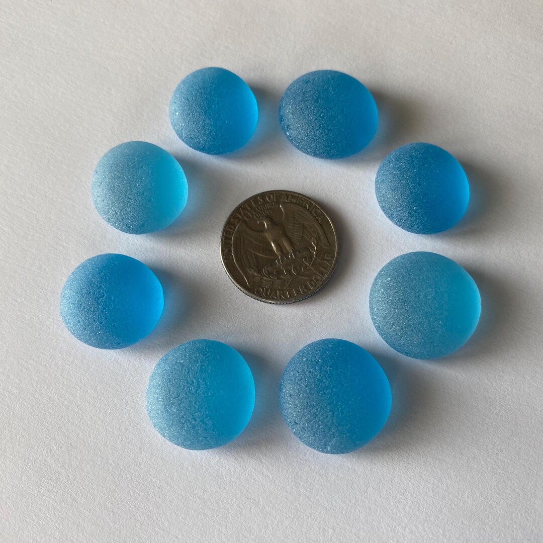 14-20mm Round Sea Glass Stones Bright Blue Sea Glass Jewelry Making ...