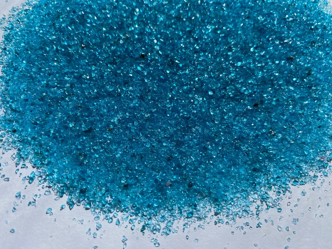 1-2mm Extreme Super Tiny Glass Chips Glass Dust Aqua Bright Blue Glass ...