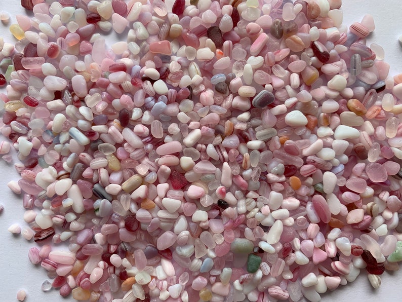 2-5mm Mini Glass Pink Glass Stones Pink Super Tiny Sea Glass Chips Pink ...