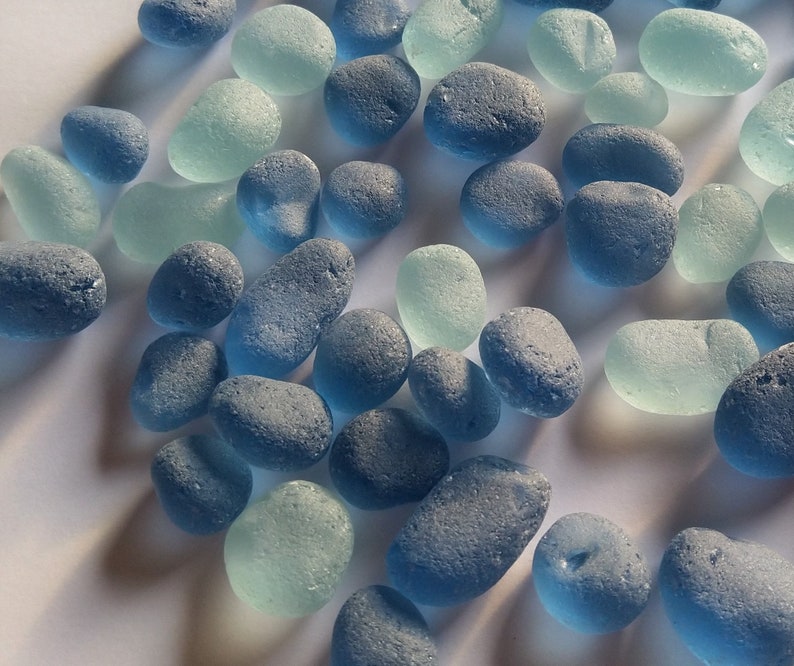 14-20mm Glass stones blue glass pebbles sea glass blue glass | Etsy