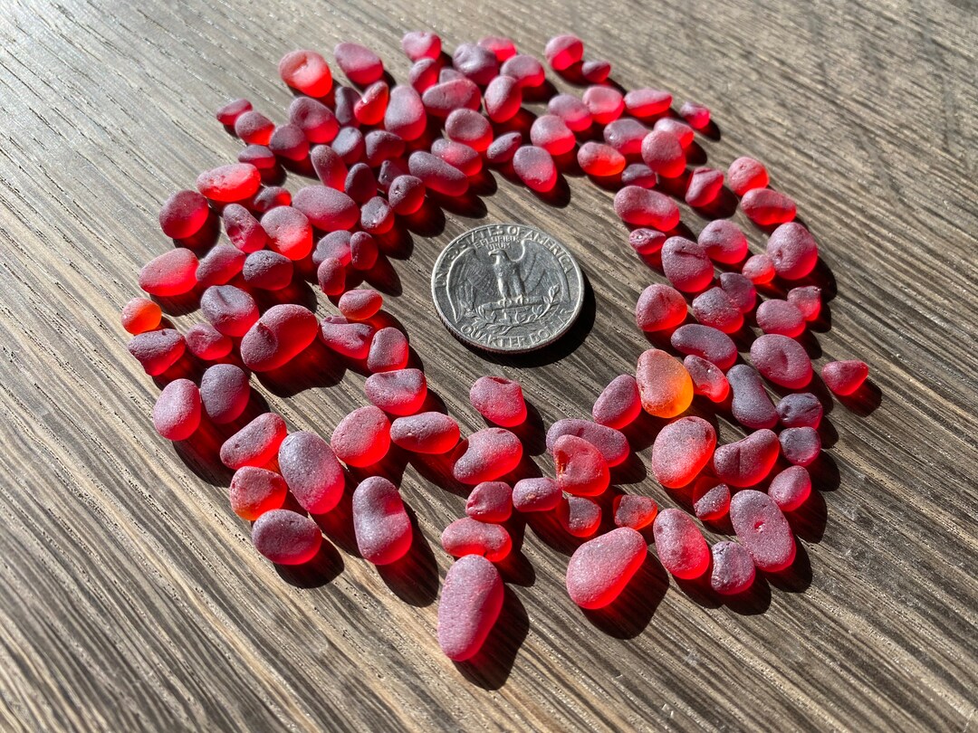 Very Tiny Red Tumbled Glass Stones Mini Glass Red 5-9mm Very Tiny Sea ...