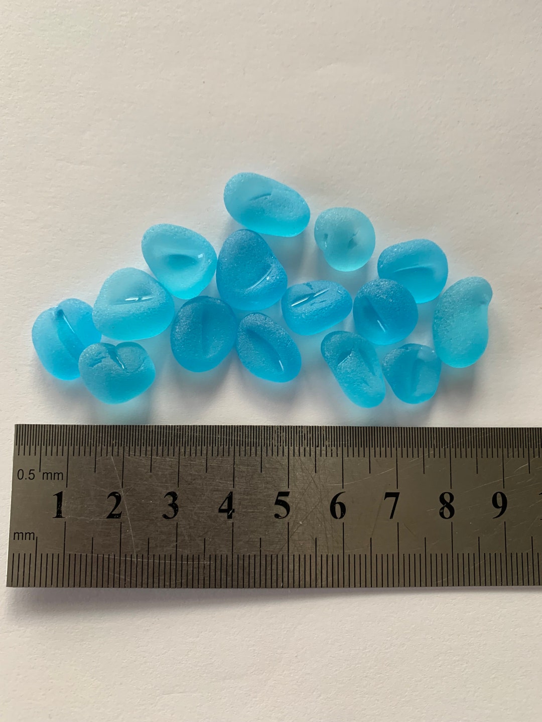 15 Blue Glass 11-16mm With Grooves Blue Tumbled Glass Blue Sea Glass Stones Blue J73 - Etsy