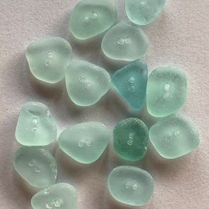 10-14mm 2 Holes Buttons Glass Seafoam Blue Glass Buttons Sea Glass ...