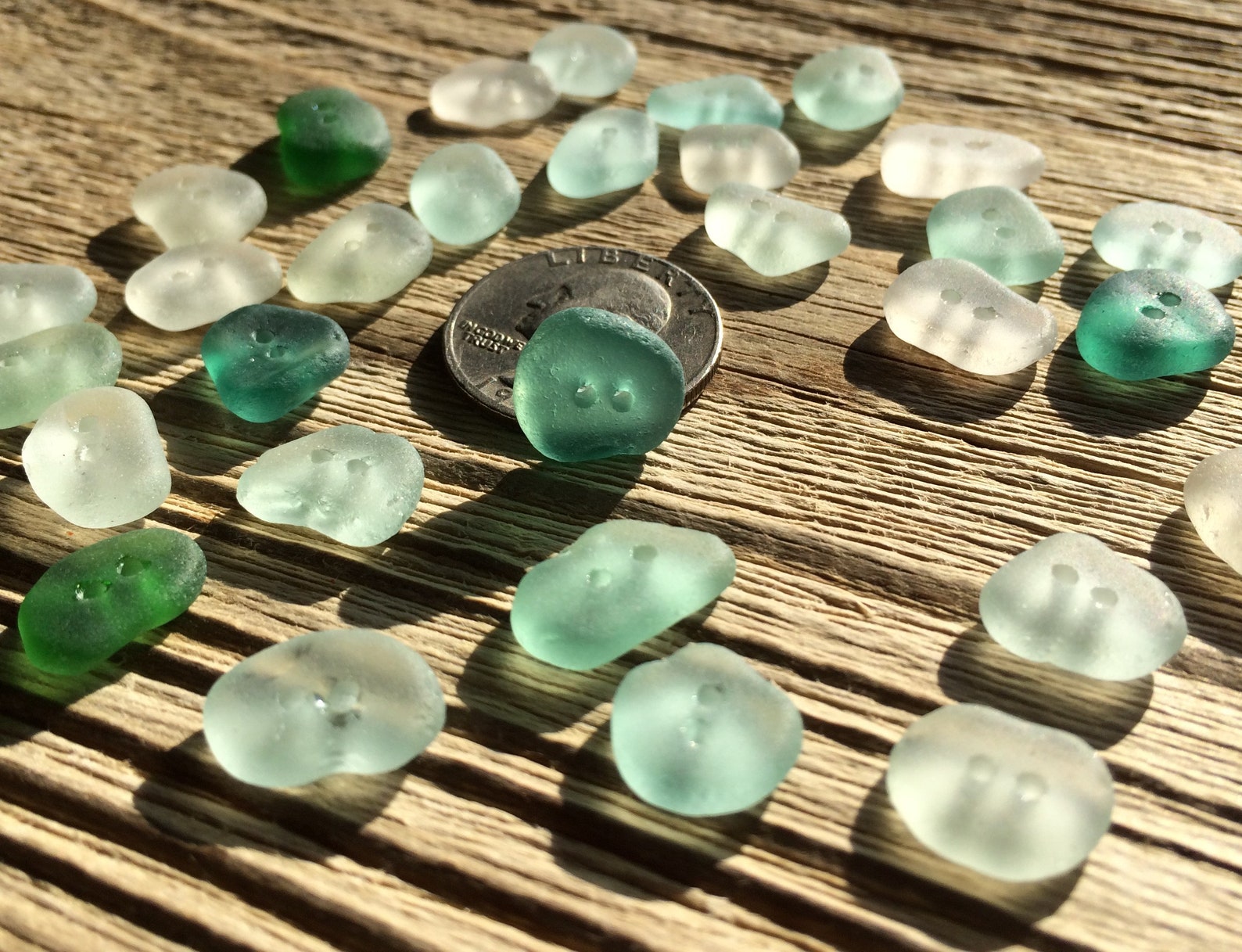 10-14mm 2 Holes Buttons Glass Seafoam Blue Glass Buttons Sea Glass ...