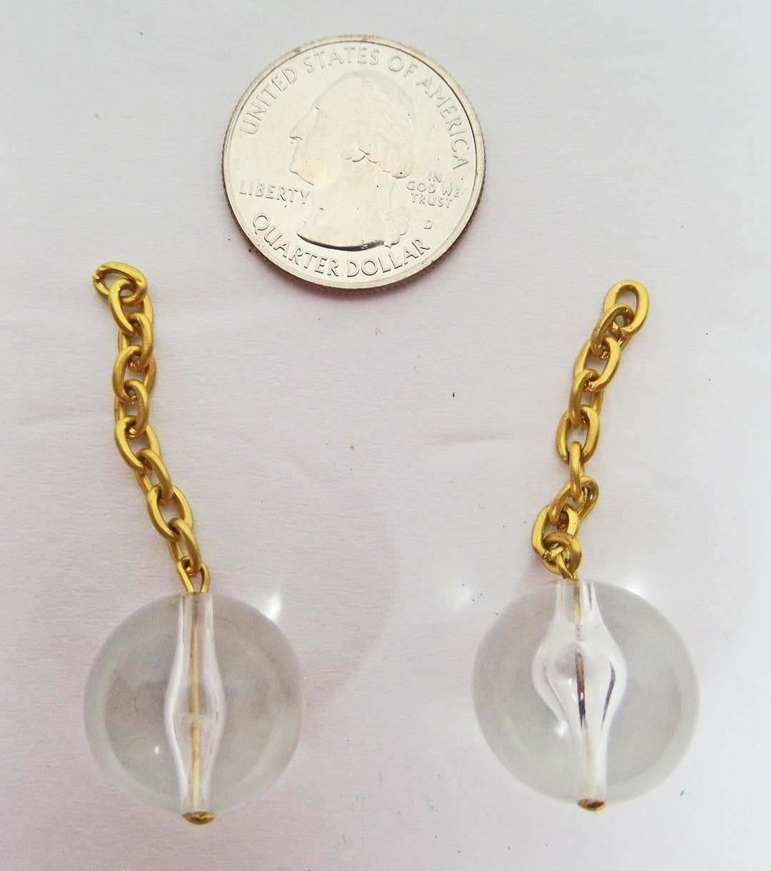 Clear Acrylic Wrecking Ball Chain Drops Charms 16mm Vintage Gold Tone ...