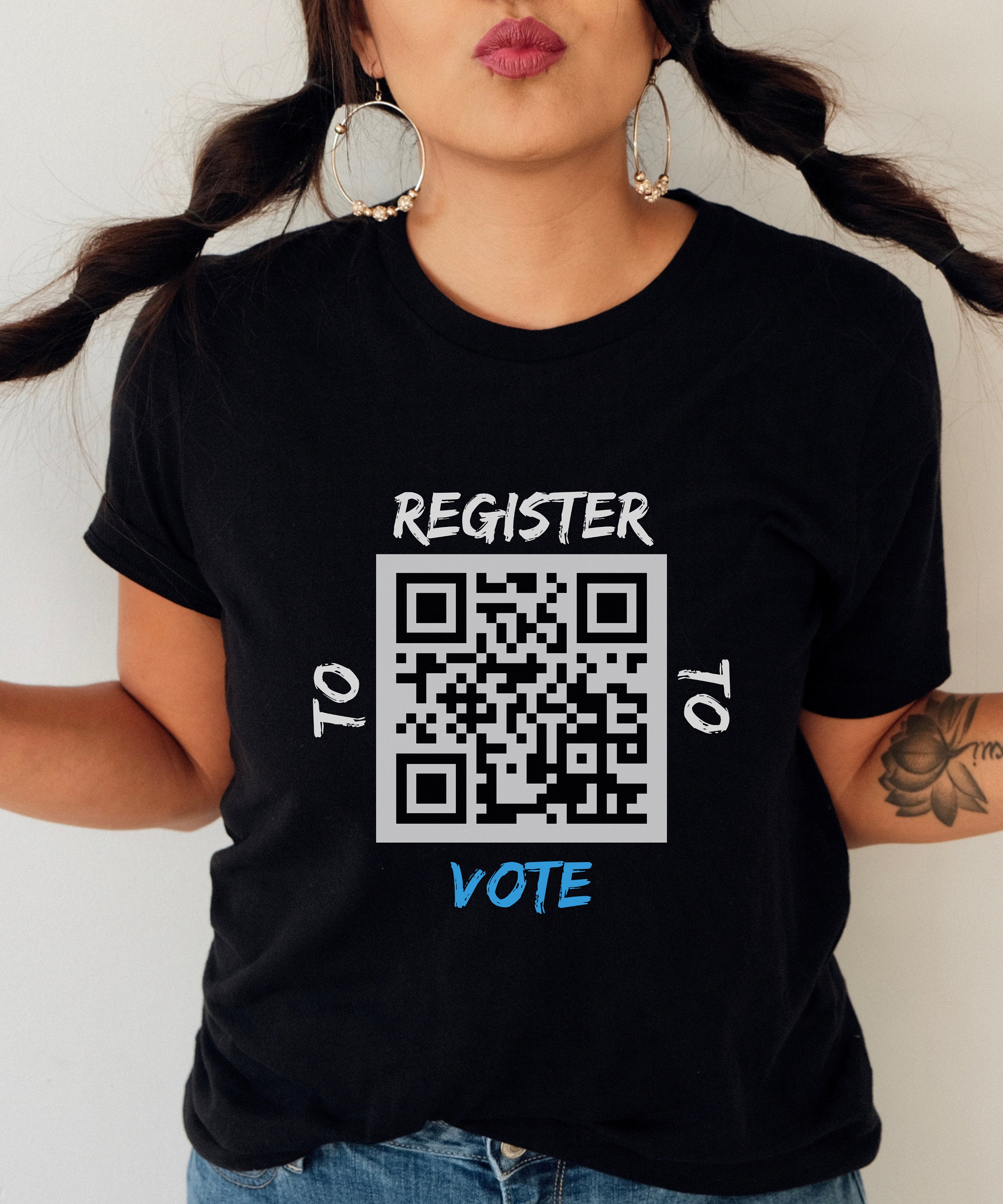 Register to Vote Unisex T-shirt QR Code Design Vote.org - Etsy