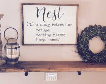 Nest Sign Carved in a 24x10 Solid Wood Board - Etsy