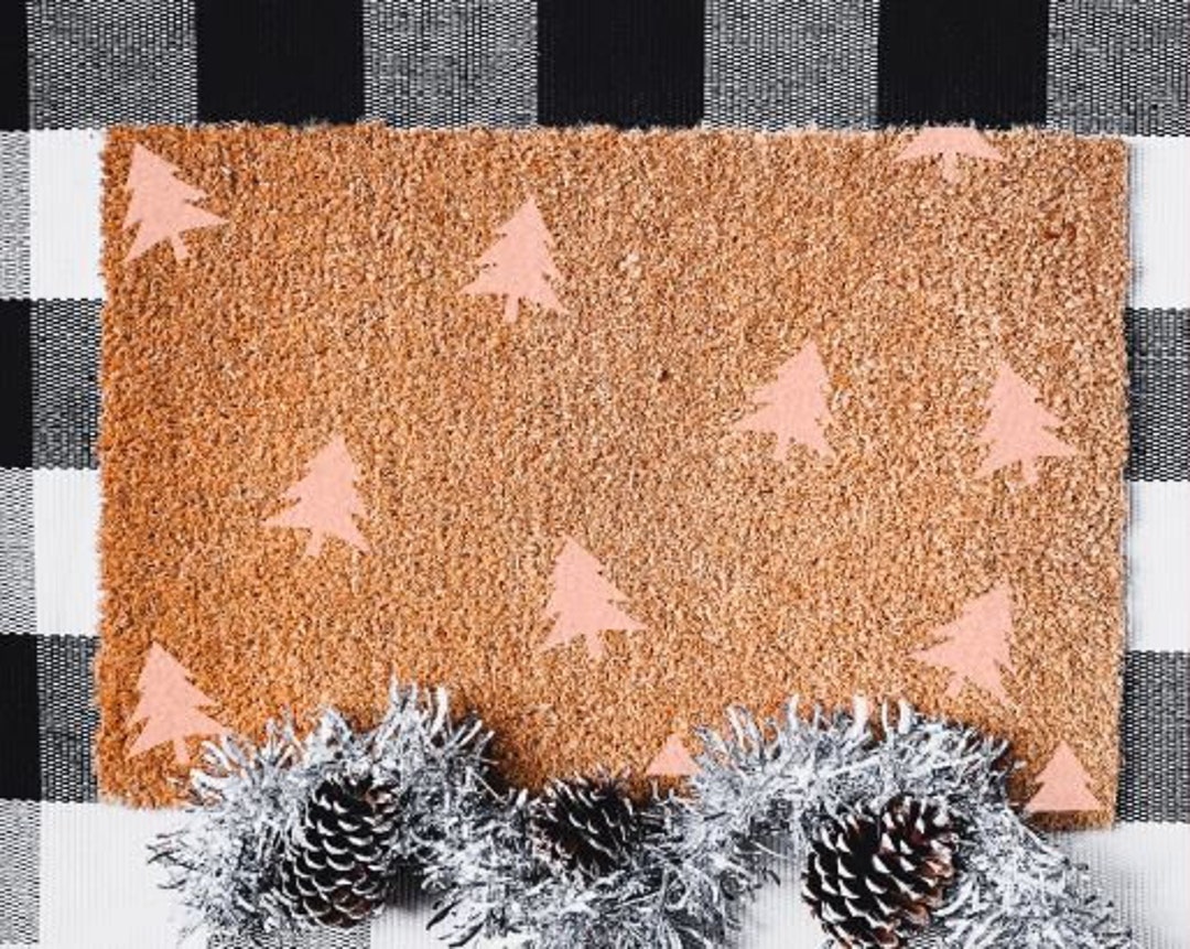 Pink Christmas Tree Doormat Holiday Pastel - Etsy