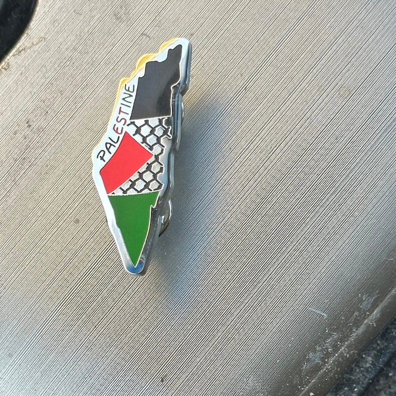 Palestine Enamel Pin Map W/ Keffiyeh Pattern - Etsy