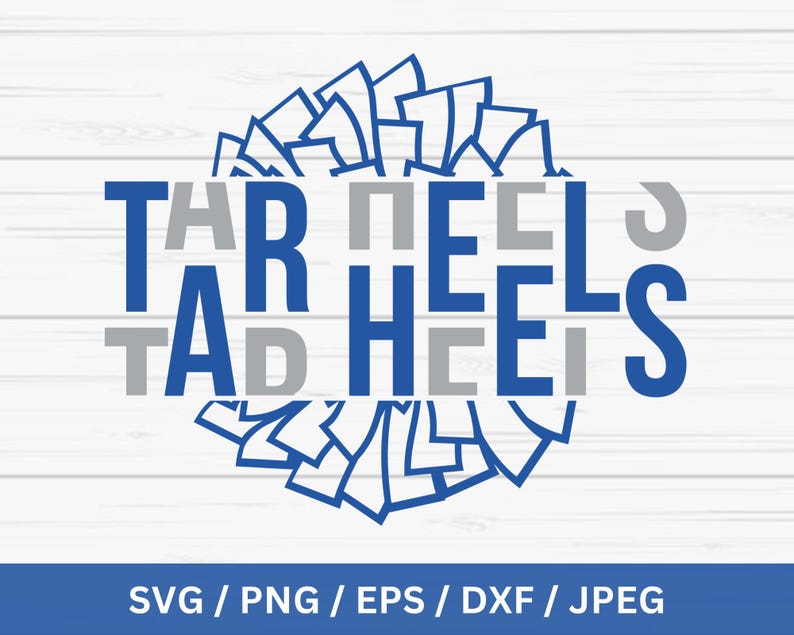 Tar Heels Split Pom Pom SVG PNG Cheerleading Basketball Team Spirit ...