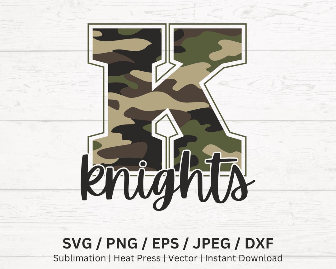 Knights Camoflauge Mascot Png, Camo Sports Letters, Knights Svg, Camo ...