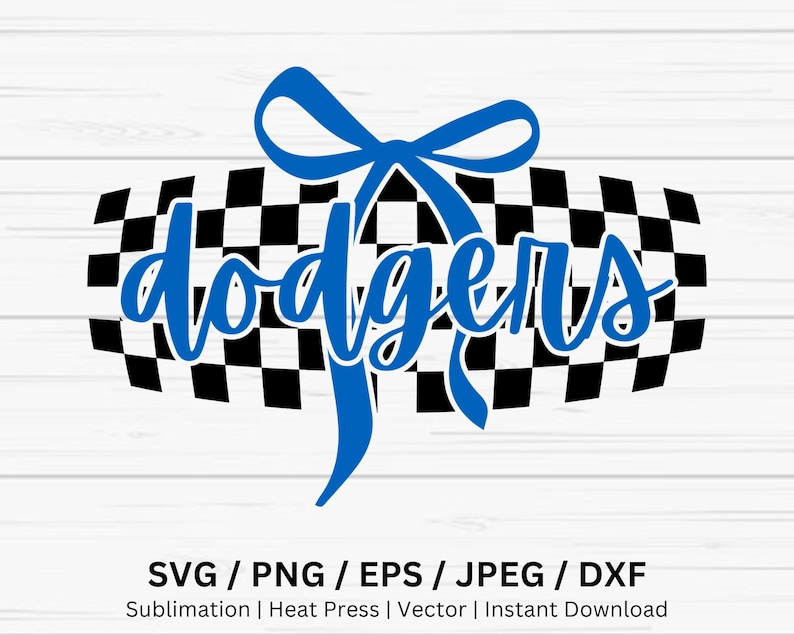 Dodgers Checkered Mascot With Bow PNG Image, Dodgers Merch, Clipart Cut ...