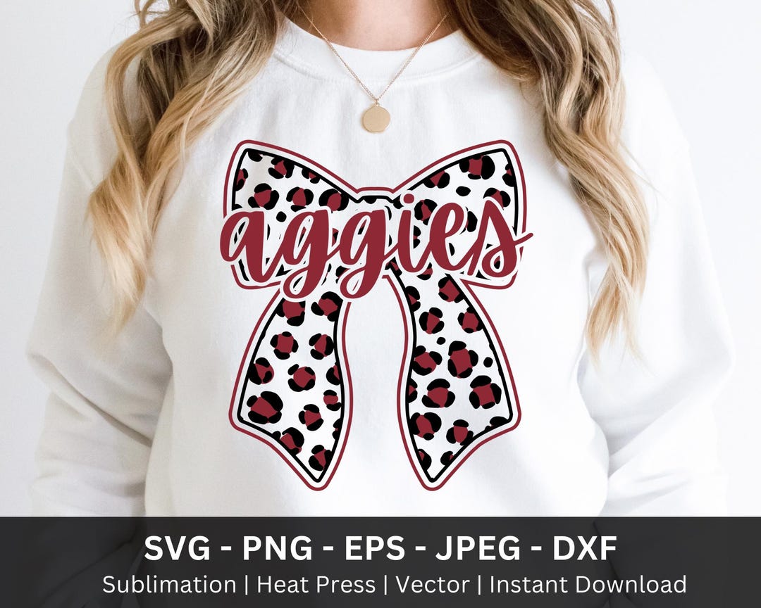 Aggies Leopard Bow PNG SVG, School Mascot Team Bow for Shirts ...