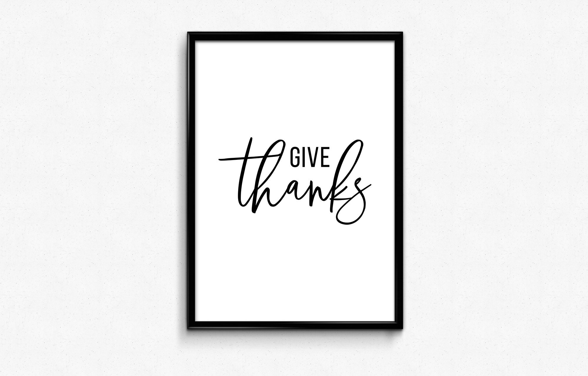 Gratitude Sign Give Thanks Typography Poster Motivational | Etsy