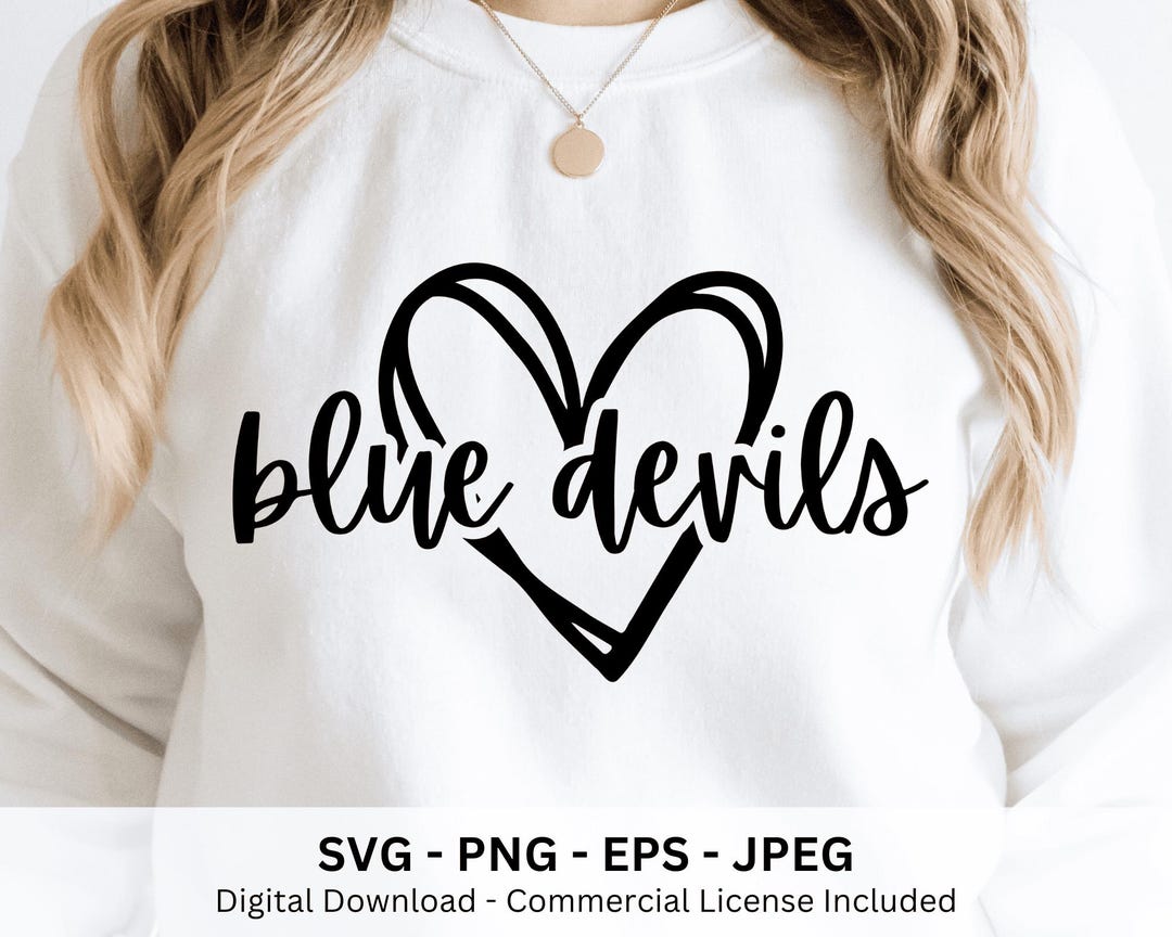 Blue Devils Heart SVG, Blue Devils Spirit Shirt, Blue Devils Heart Png ...